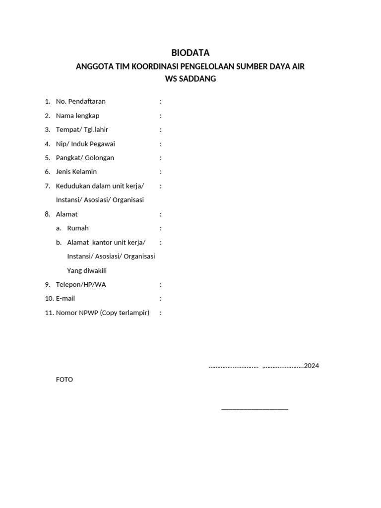 Biodata Anggota Ws Saddang | PDF