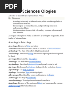 Ology List of Sciences | PDF | Cell Biology | Pathology