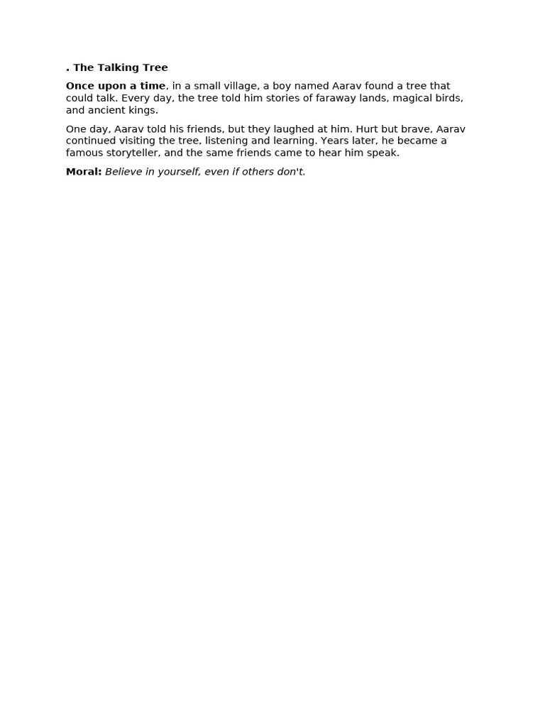 The Talking Tree: A Story of Belief | PDF