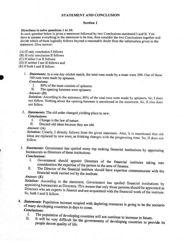 SEM VI - Statements Conclusion | PDF