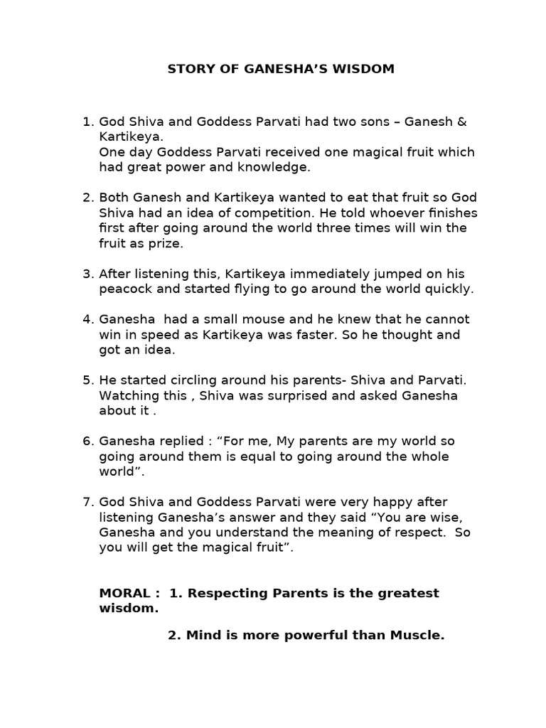 Ganesha's Wisdom: A Tale of Respect | PDF