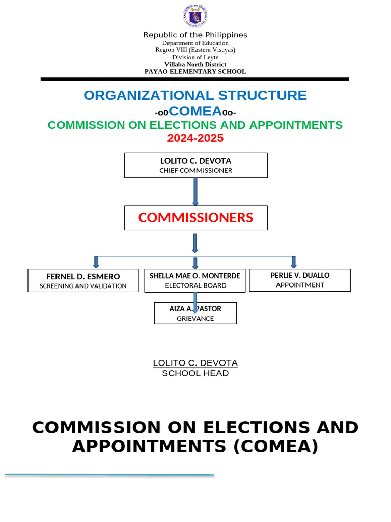 Comea Organizational Structure | PDF | Commission On Elections (Philippines) | Government