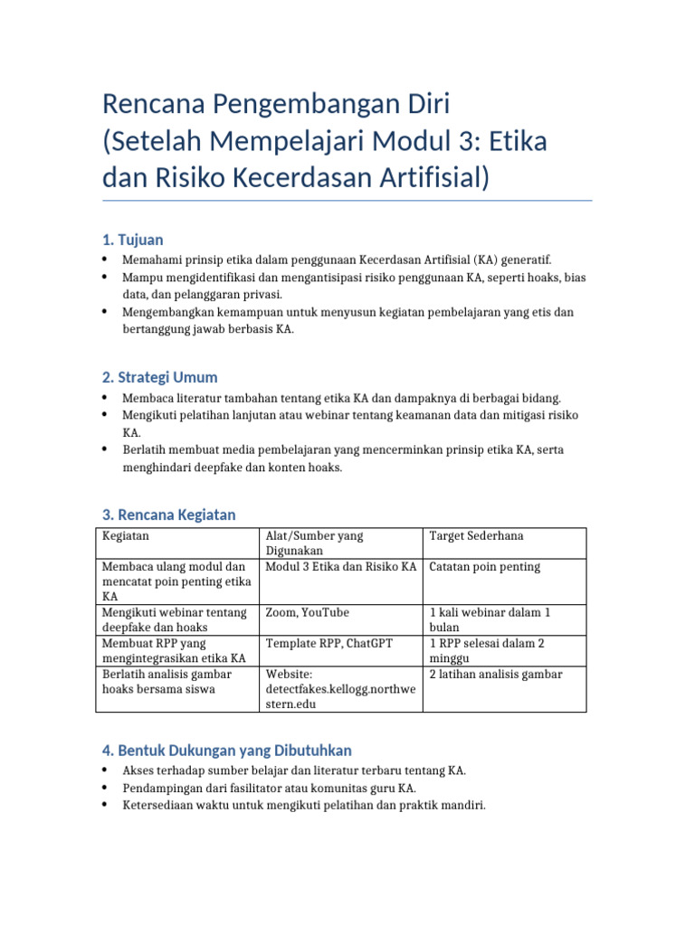 Rencana Pengembangan Diri Modul 3 Etika KA | PDF