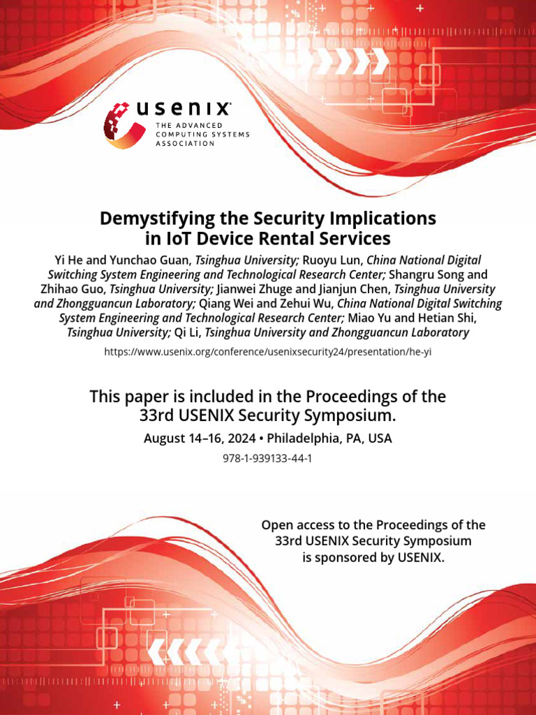 Demystifying The Security Implications in IoT Device Rental Services | PDF | Internet Of Things ...