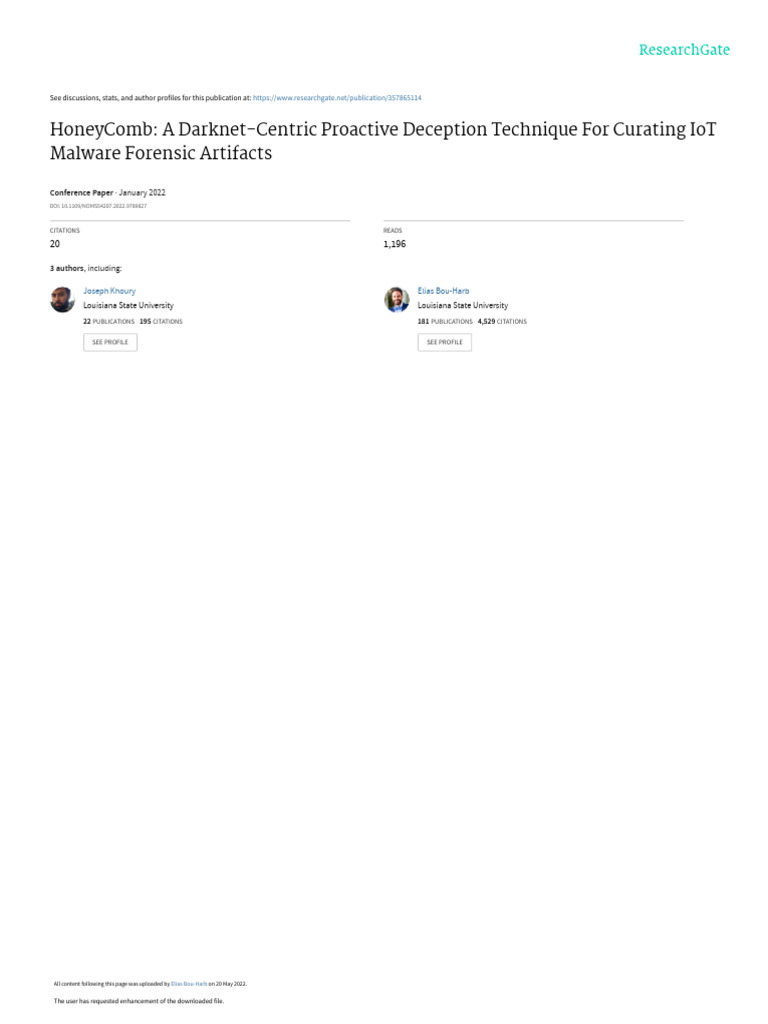 HoneyComb A Darknet Centric Proactive Deception Technique For Curating IoT Malware Forensic ...