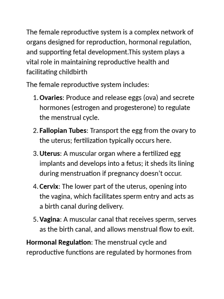 The Female Reproductive System | PDF