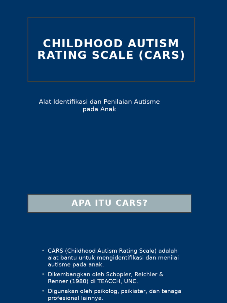 Childhood Autism Rating Scale CARS | PDF