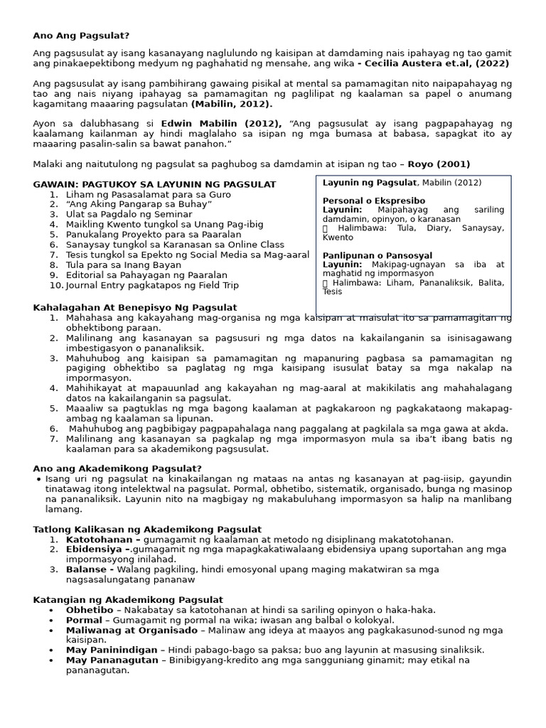 Ano Ang Pagsulat | PDF