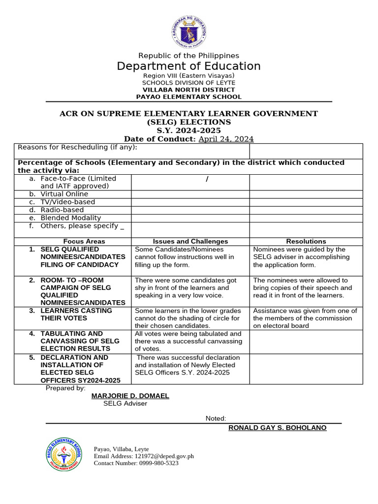 SELG Election Results 2024-2025 | PDF | Accountability | Democracy