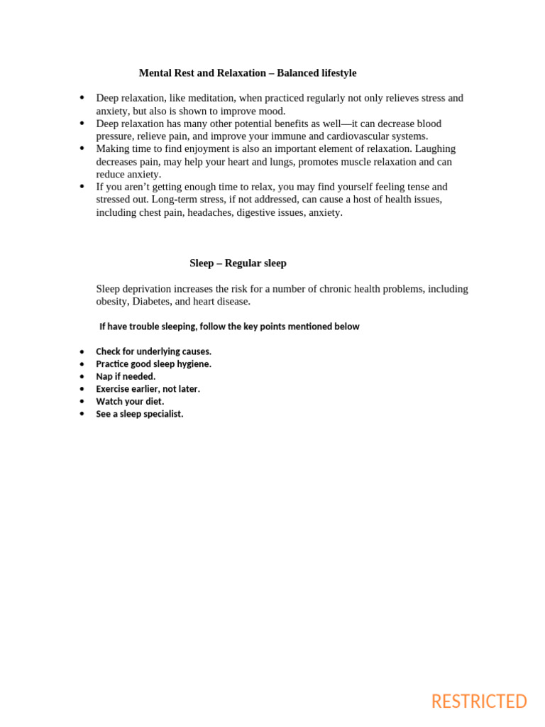 Mental Rest and Relaxation | PDF