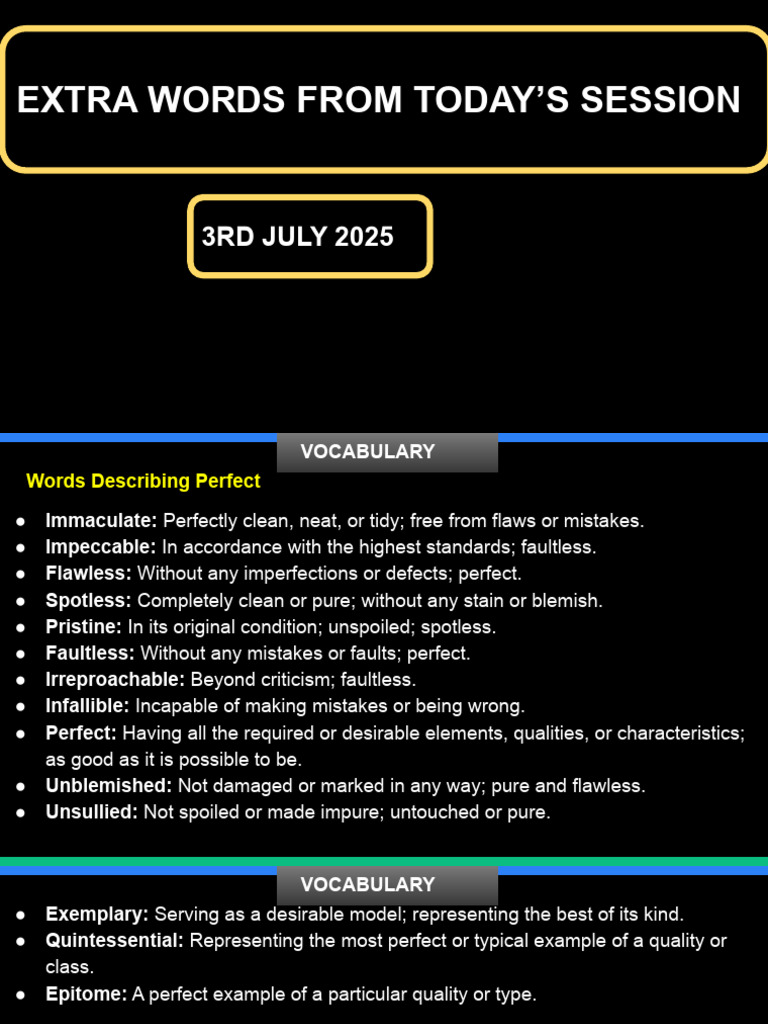Extra Words From Today's Session 2rd July 2025 | PDF | Anxiety