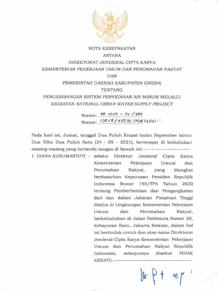 Template Dokumen NK Pendamping Kab - Gresik | PDF