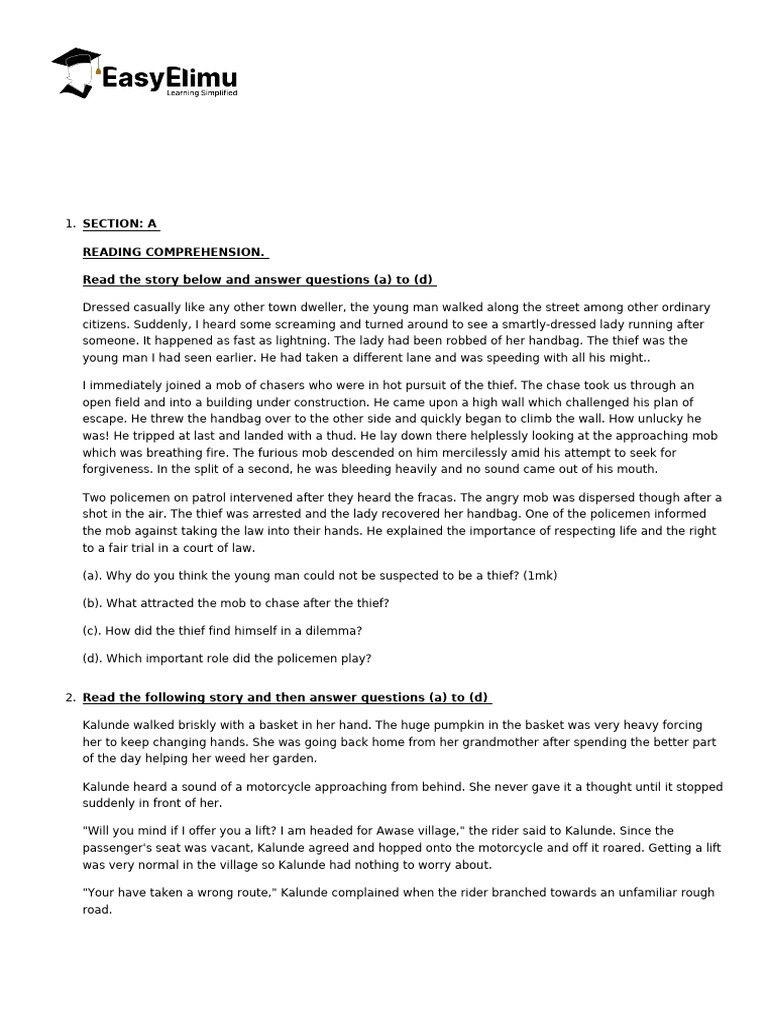 Grade 8 English Exam Paper 2024 | PDF