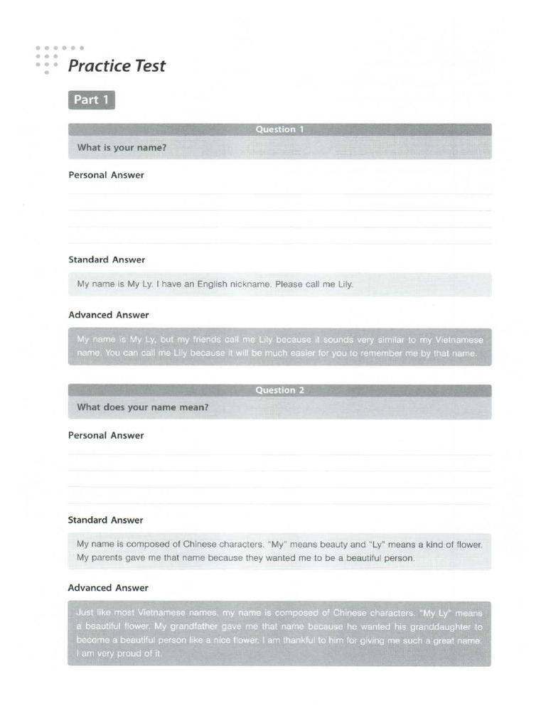 Ielts Speaking Practice Test 1 | PDF