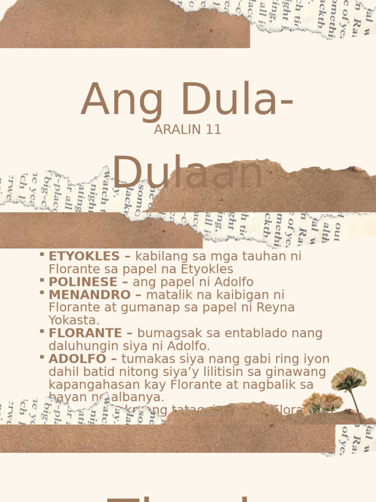 Ang Dula-Dulaan Aralin 1 G8 Filipino | PDF
