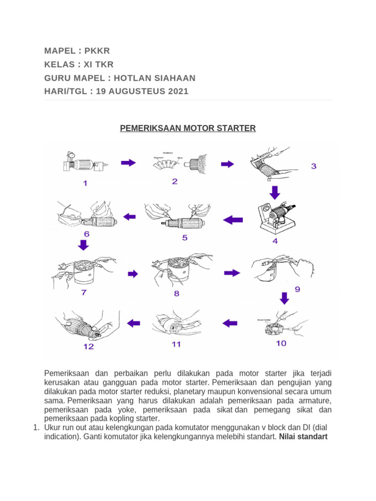 Pemeriksaan Motor Starter yang Efektif | PDF