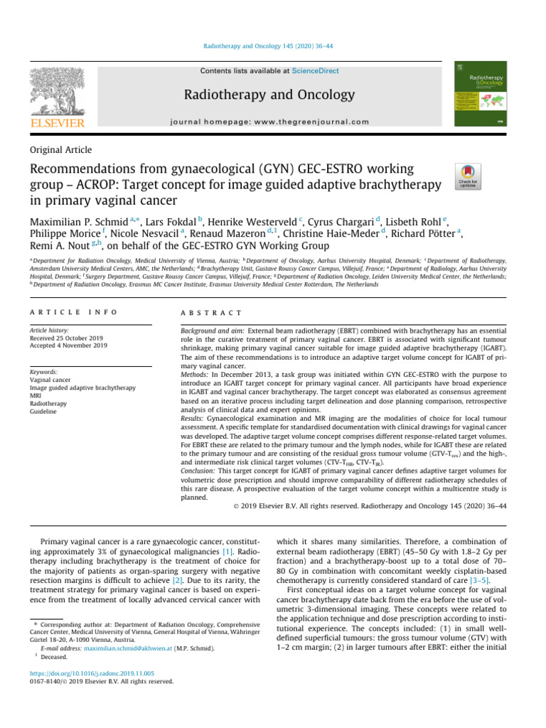 Recommendations From GYN GEC-ESTRO Working Group - ACROP Target Concept ...