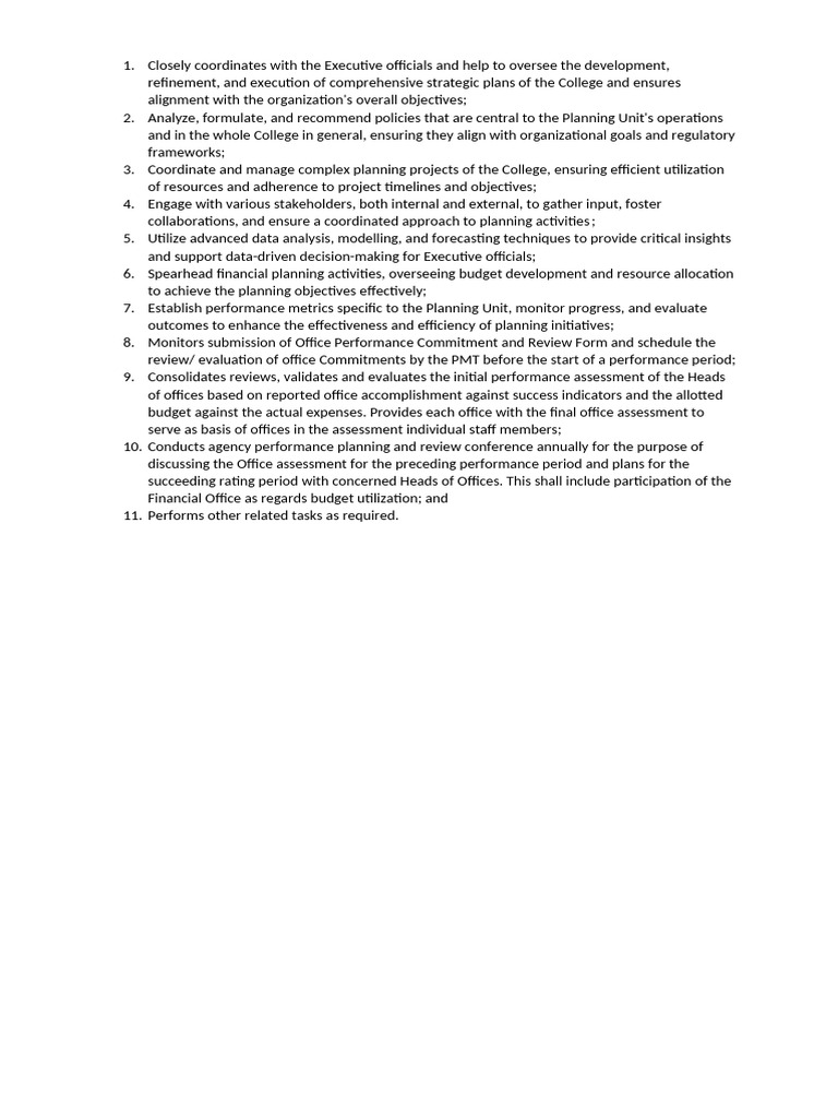 College Strategic Planning Coordinator | PDF