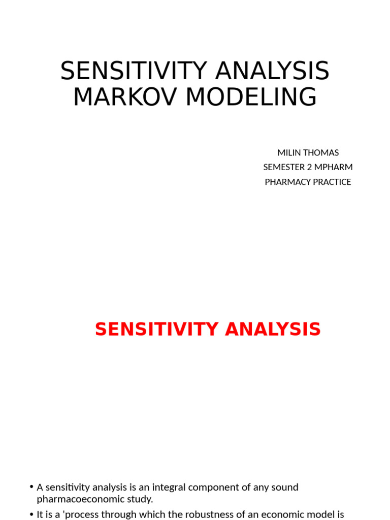 Sensitivity Analysis & Markov Model | PDF | Sensitivity Analysis | Markov Chain
