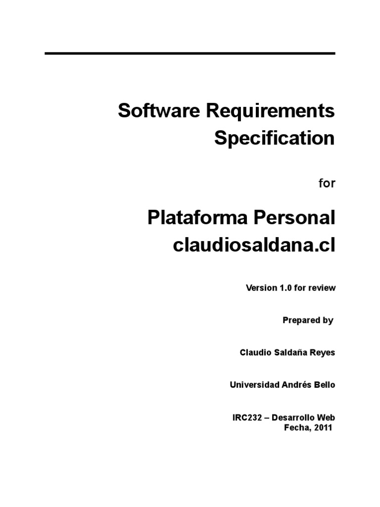 IEEE 830 - Software Requirements Specification | PDF | HTML | Lenguaje ...