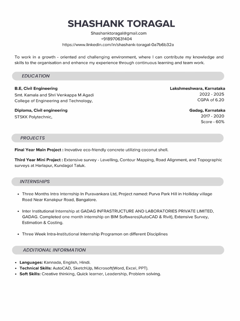 Shashank Toragal (Resume) | PDF