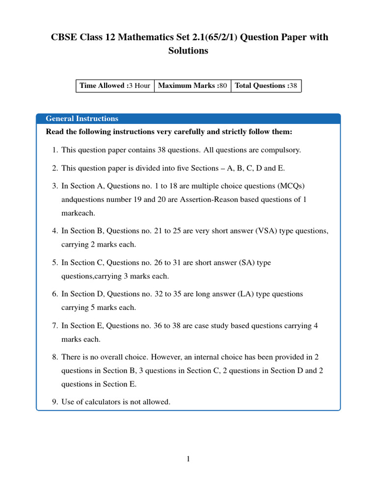 CBSE Class 12 Mathematics Set 2 1 CD 1 | PDF | Function (Mathematics ...