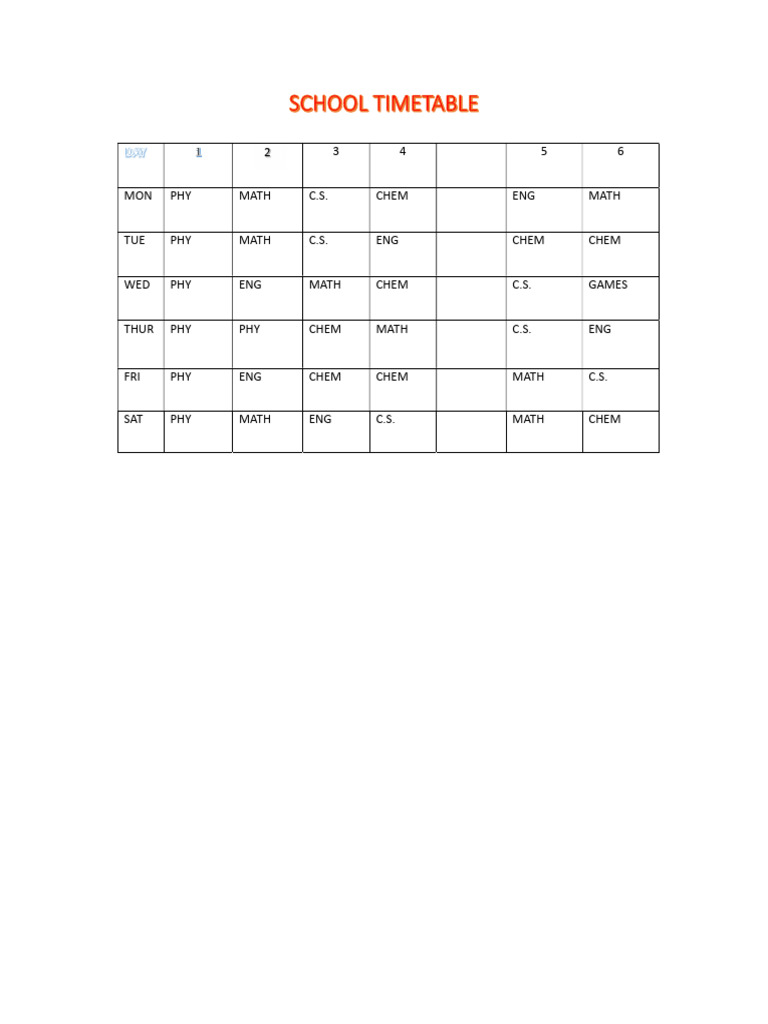 School Timetable | PDF