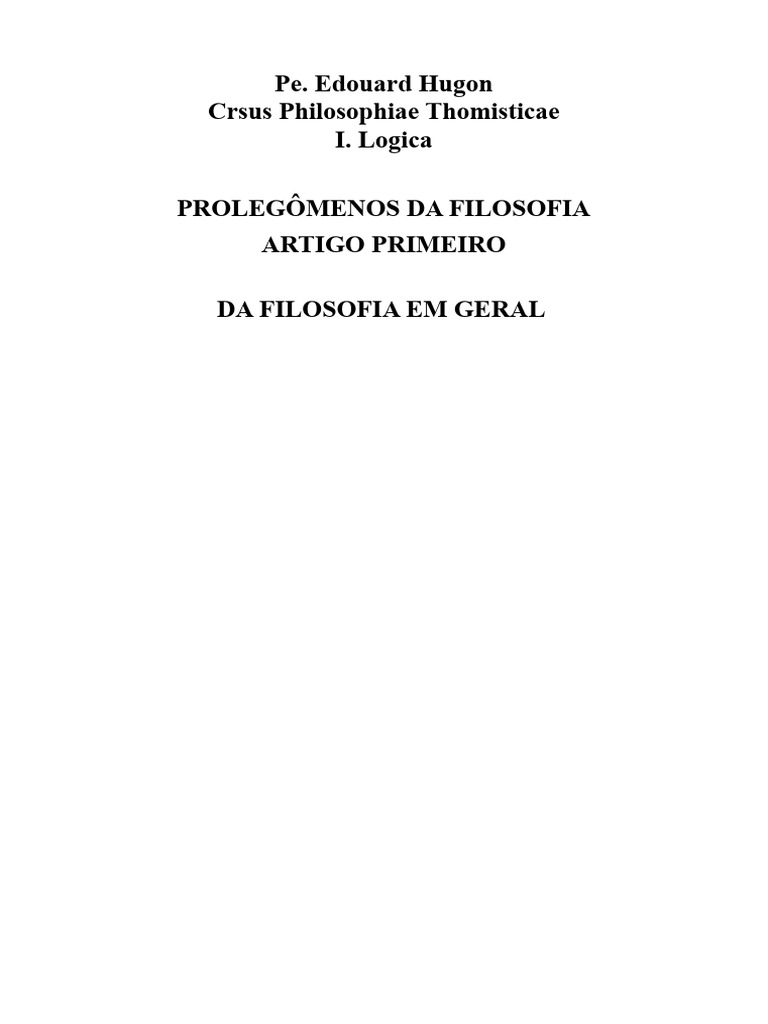 Definições e Natureza da Filosofia | PDF | Lógica | Metafísica