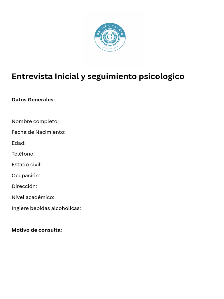 Entrevista Inicial y Seguimiento Psicologico | PDF