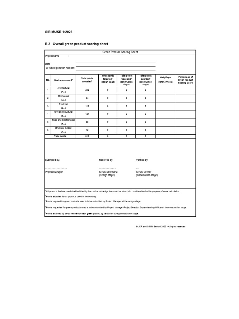 JKR GPSS 1.2023 Scoring Sheet | PDF