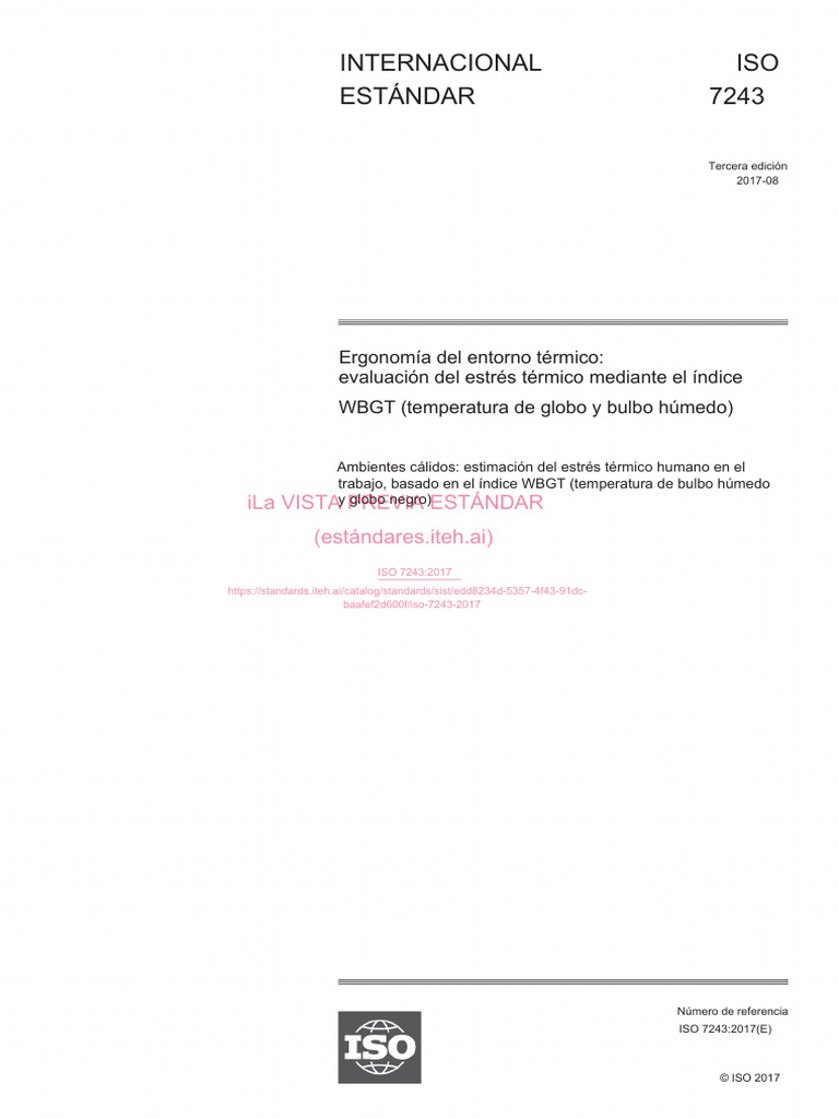 Iso 7243 2017 | PDF | Temperatura | Organización internacional para la estandarización