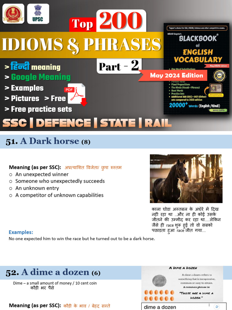 Top 200 - Idioms Phrases - Part 2-51-100 | PDF