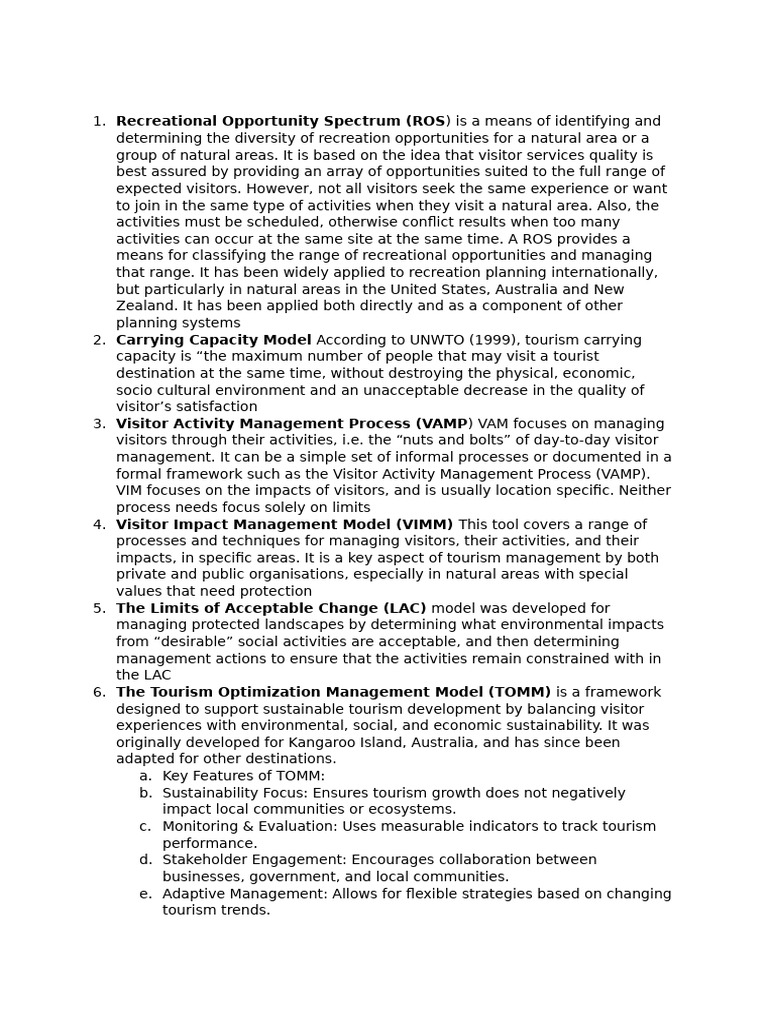 Visitor Management Models | PDF | Environmental Social Science | Business