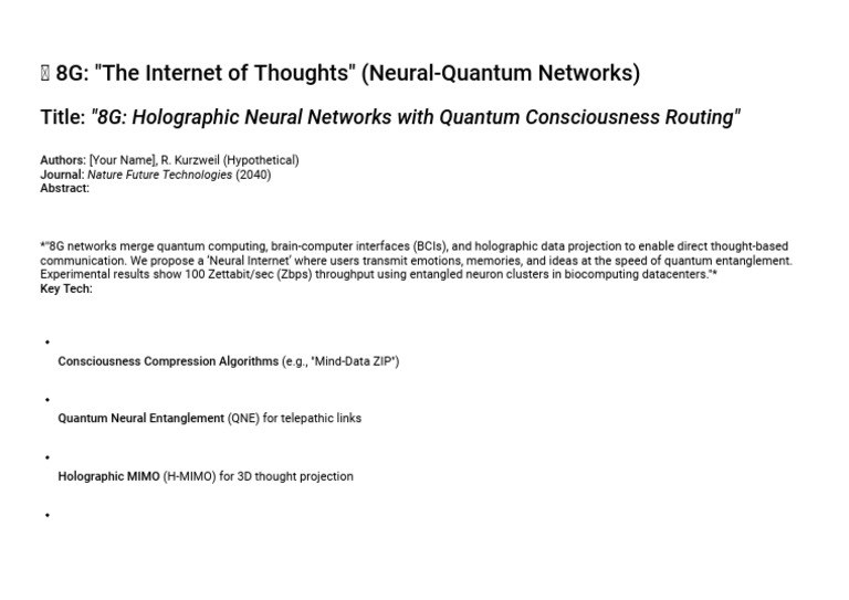 8G: "The Internet of Thoughts" (Neural-Quantum Networks) | PDF