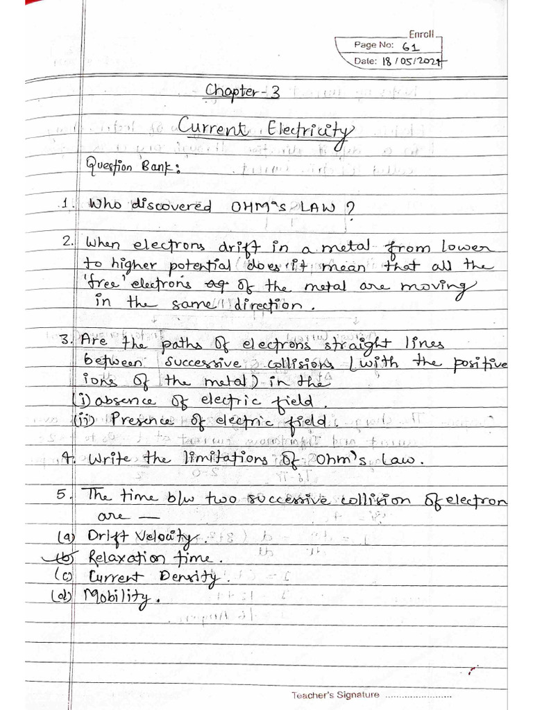 Chapter-3 (Current Electricity) | PDF