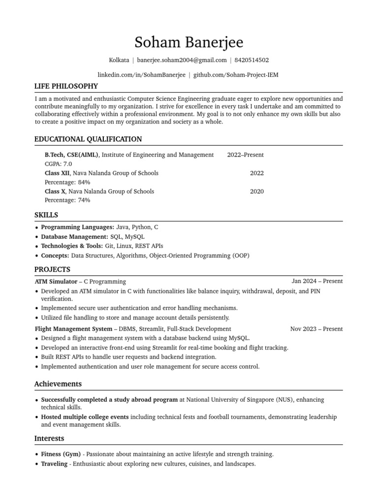 RenderCV EngineeringResumes Theme | PDF