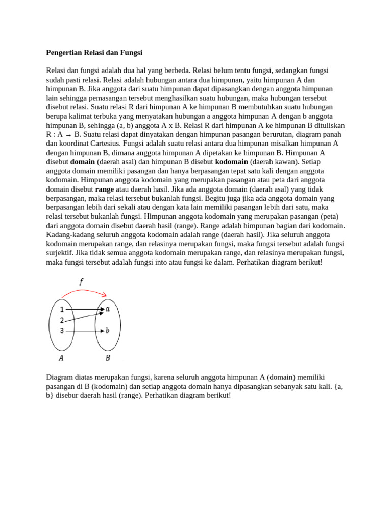 Pengertian Relasi dan Fungsi Matematika | PDF