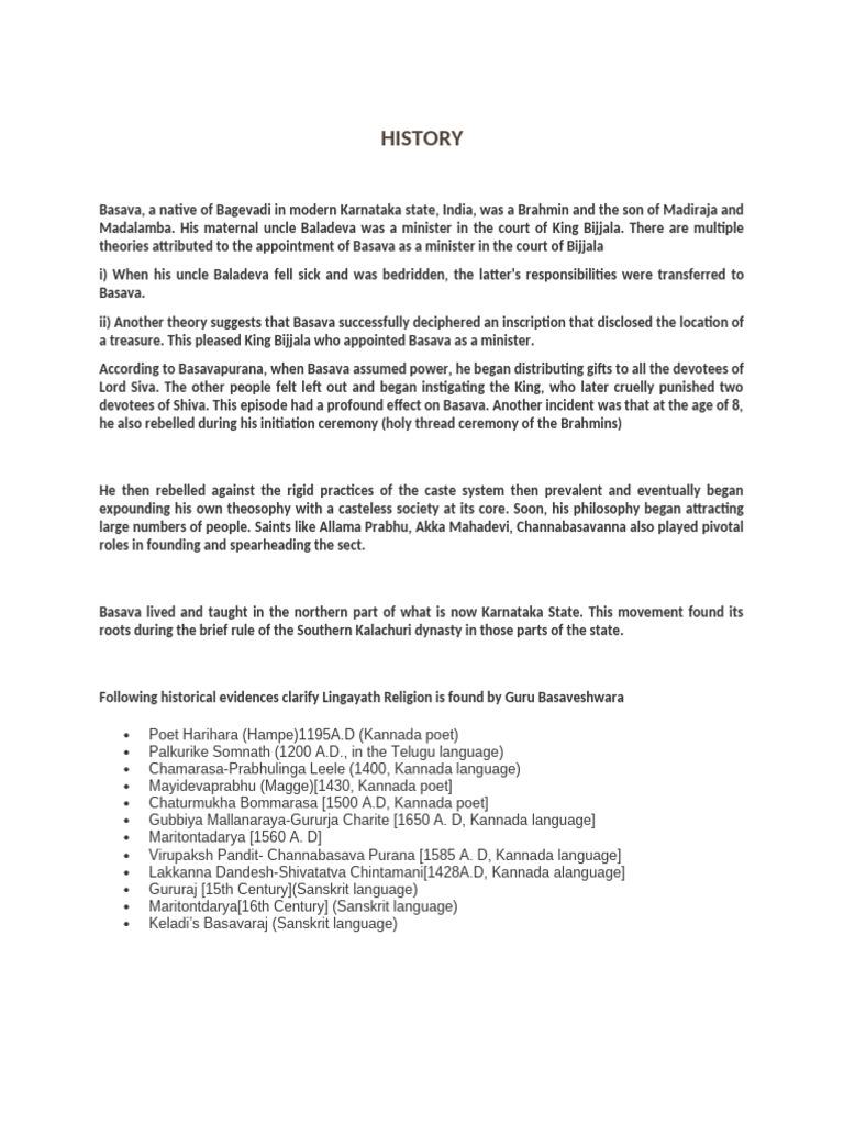 History of Lingayats in Karnataka | PDF | Monotheistic Religions ...