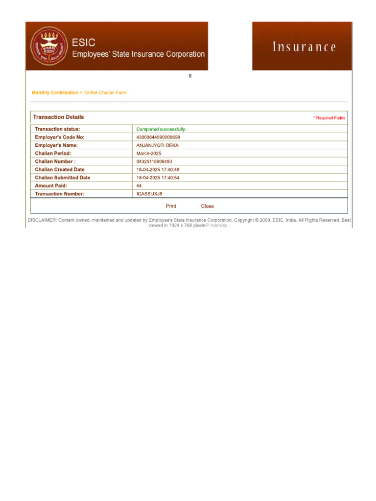 Anjan Jyoti Deka Esic March25 Challan | PDF