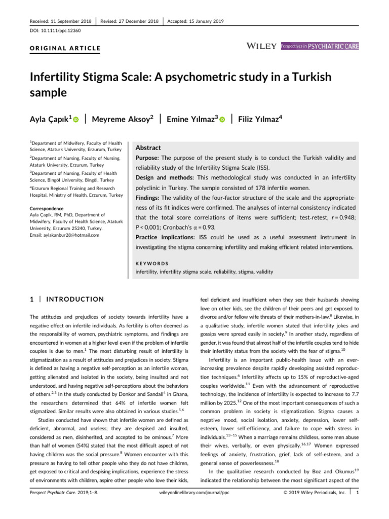 Turkish Infertility Stigma Scale Study | PDF | Psychological Testing ...