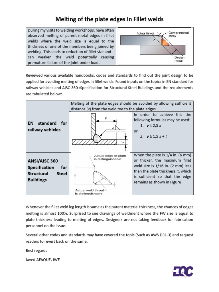 Melting of Plate Edges in Fillet Welds | PDF