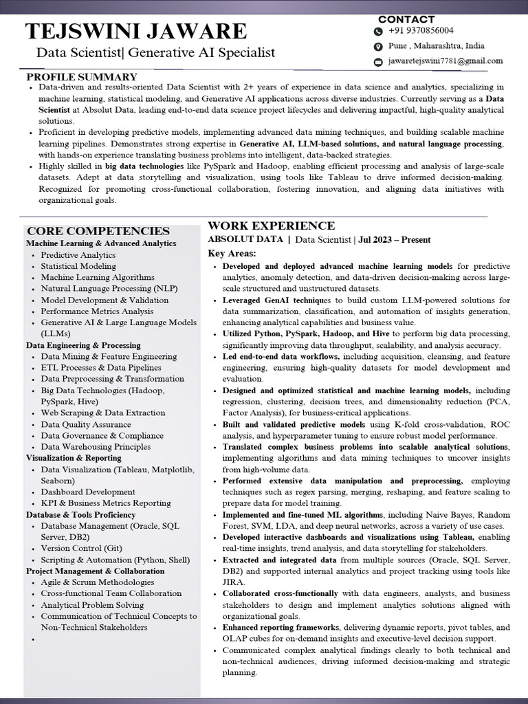 Goood Example of Engineering CV | PDF | Machine Learning | Data Science
