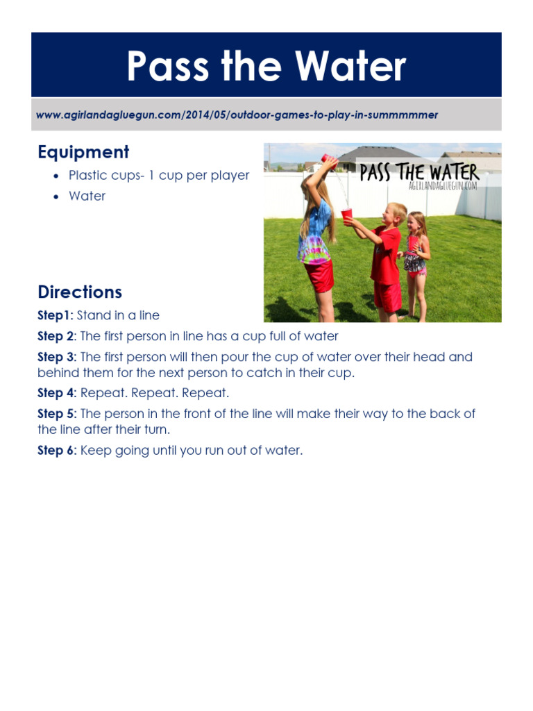 Pass the Water Relay Game Rules | PDF