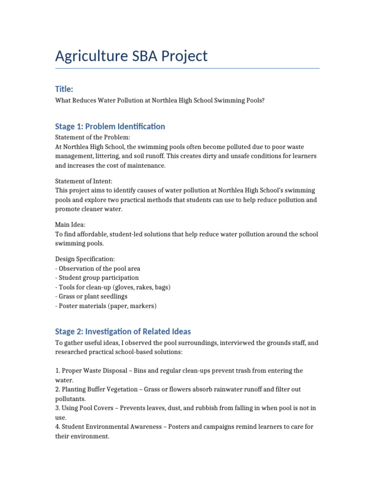 Agriculture SBA Project With Photos | PDF | Surface Runoff | Waste