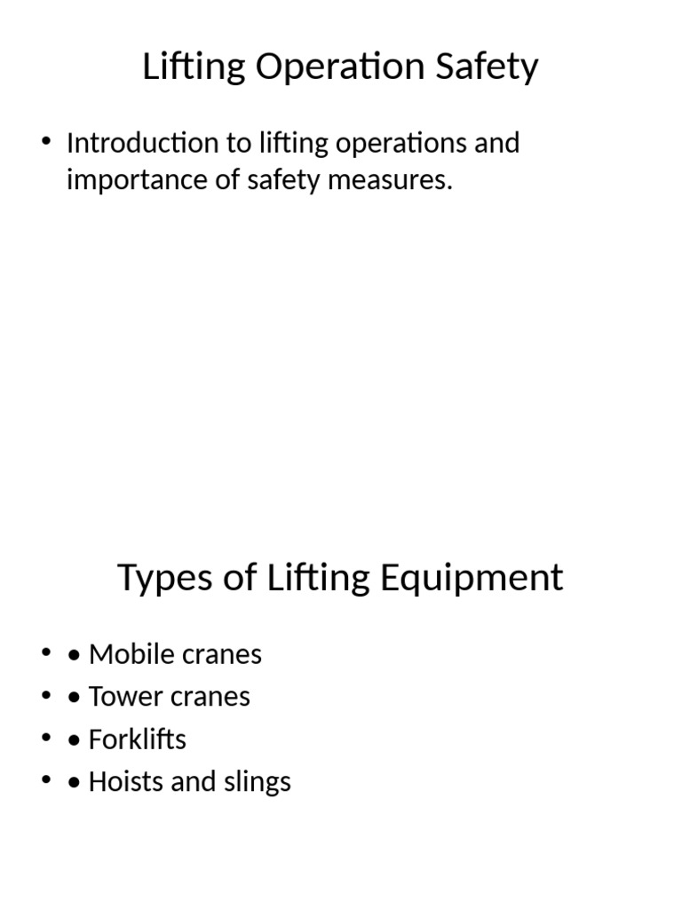 Lifting Operation Safety Presentation | PDF