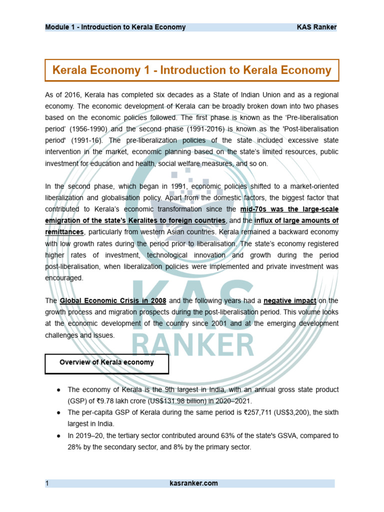 Kerala Economy Overview and Insights | PDF | Kerala | Economies