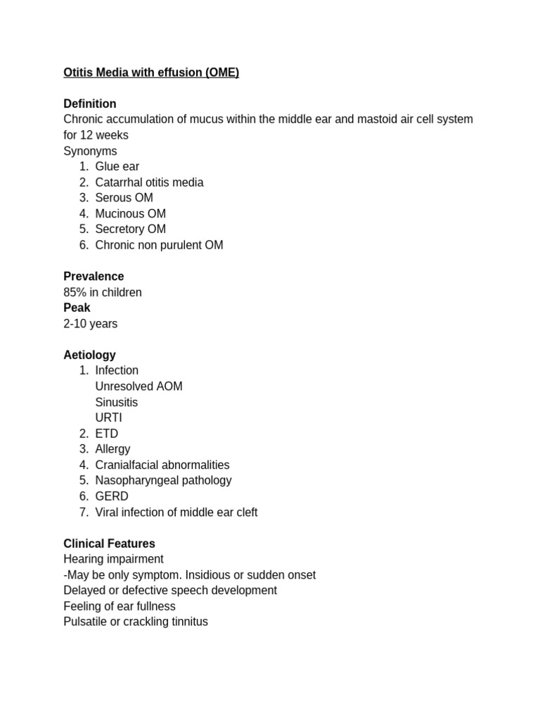 Otitis Media With Effusion OME 1 | PDF