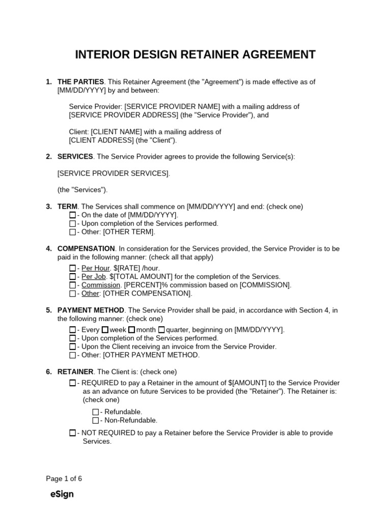 Interior Design Retainer Agreement | PDF | Trade Secret | Arbitration