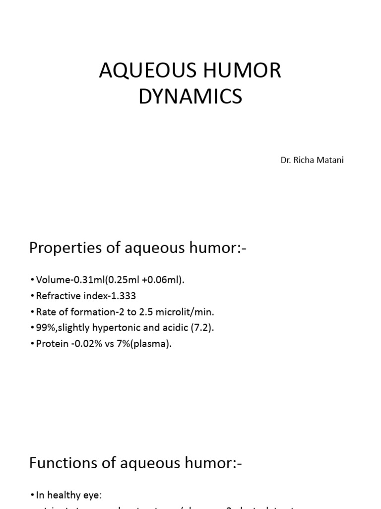 Aqueous Humor Dynamics Explained | PDF | Physiology