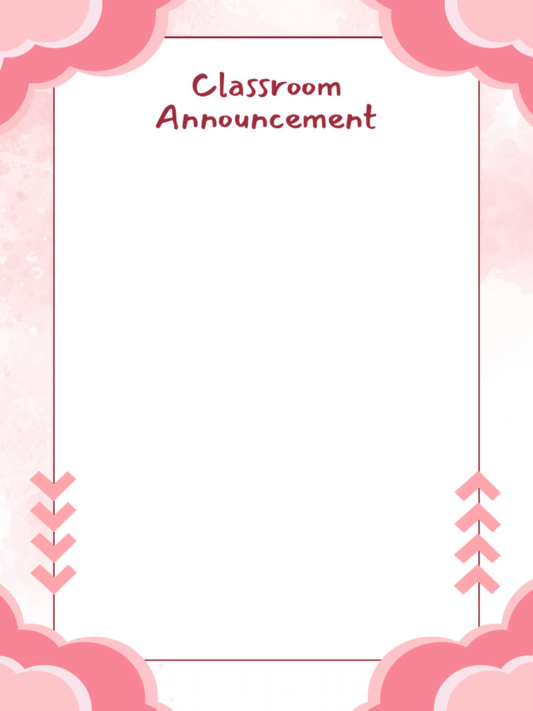 Pink Simple Classroom Announcement A4 | PDF
